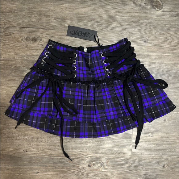 Dolls Kill | Skirts | Nwt Dolls Kill Widow Purple Plaid Pleated Mini ...